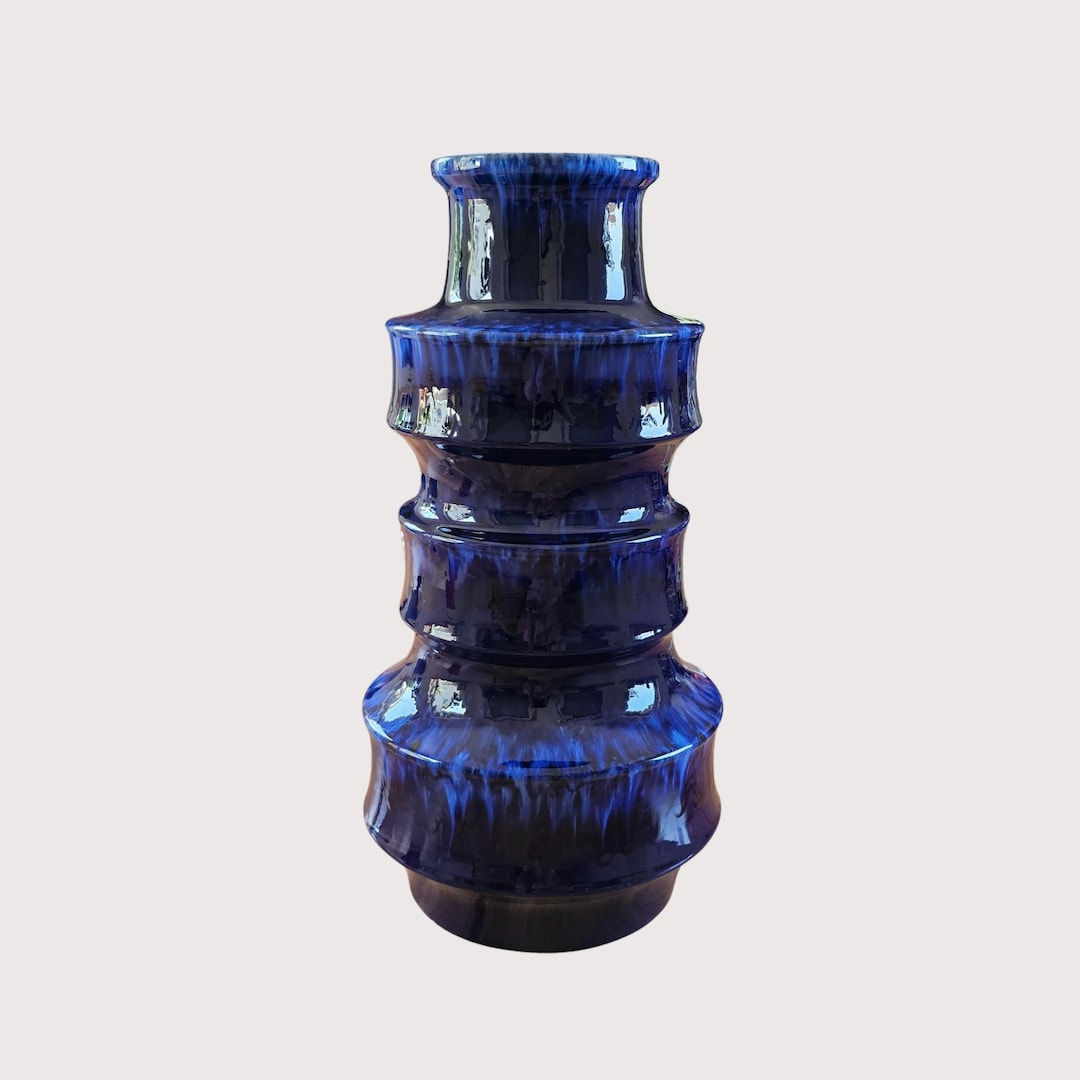 Vase Pagoda Vase Scheurich Blue Glossy Vintage 60s 70s Midcentury - Etsy