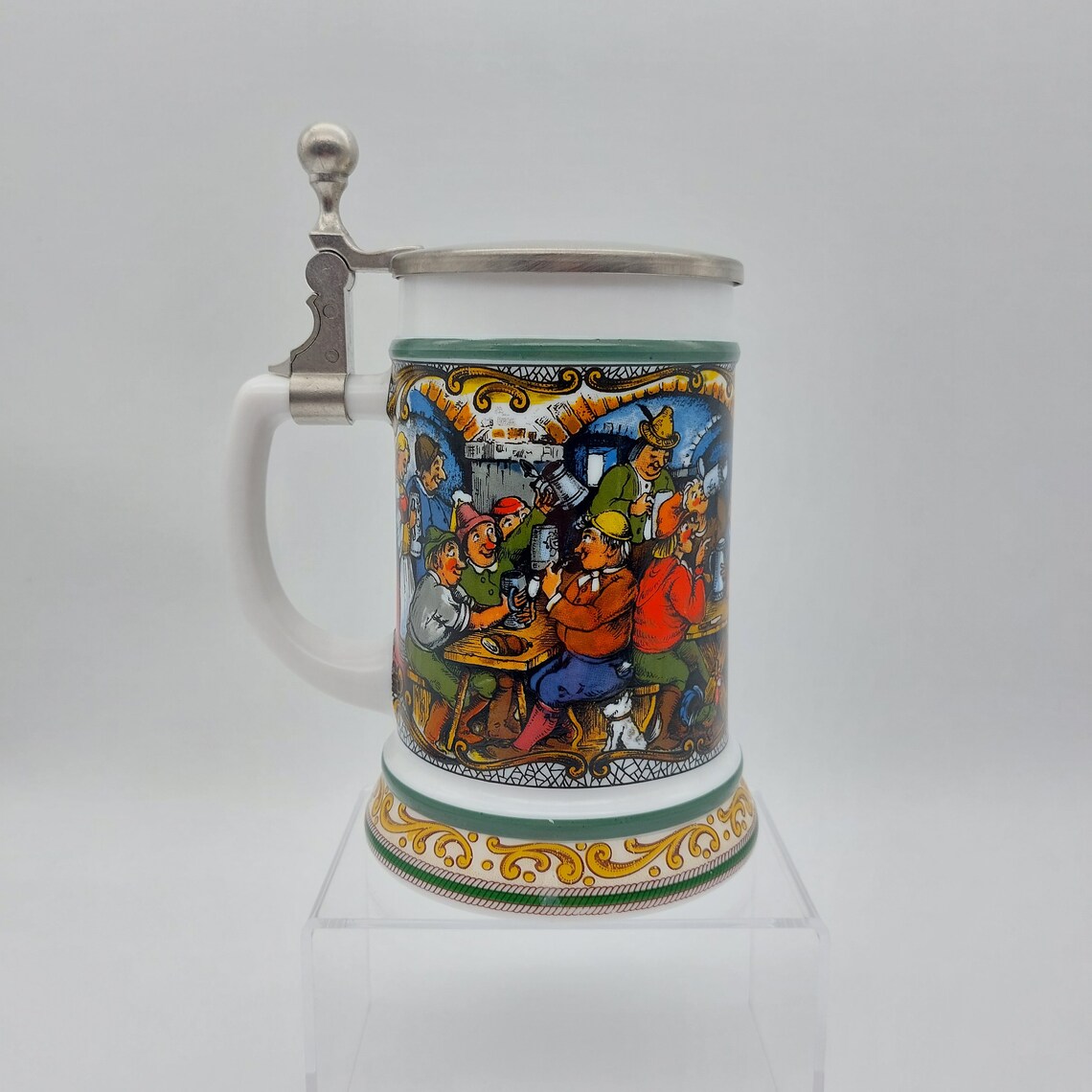 Jug BMF Lid Pewter Milk Glass Beer Mug Handmade Tankard 1 Beer Mug Bar ...