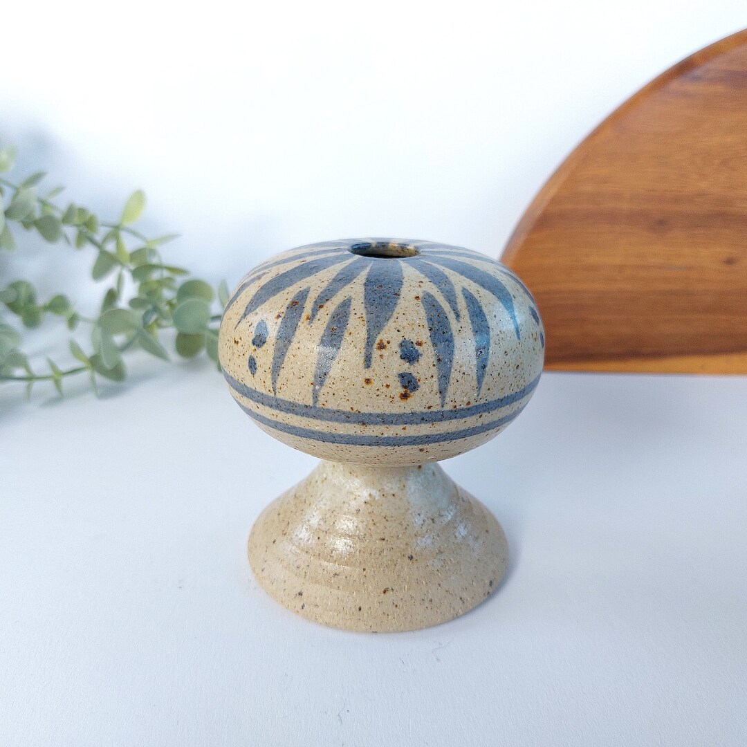 Stoneware Studio Pottery Candle Holder Vintage Diabolo Shape - Etsy