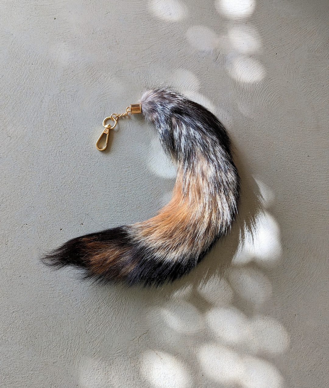 Grey Fox Tail Keychain - Etsy