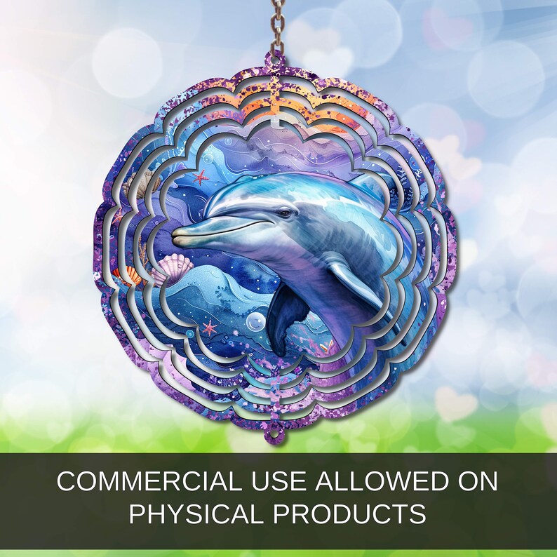 Dolphin Wind Spinner Sublimation Design Ocean PNG for Personal and ...