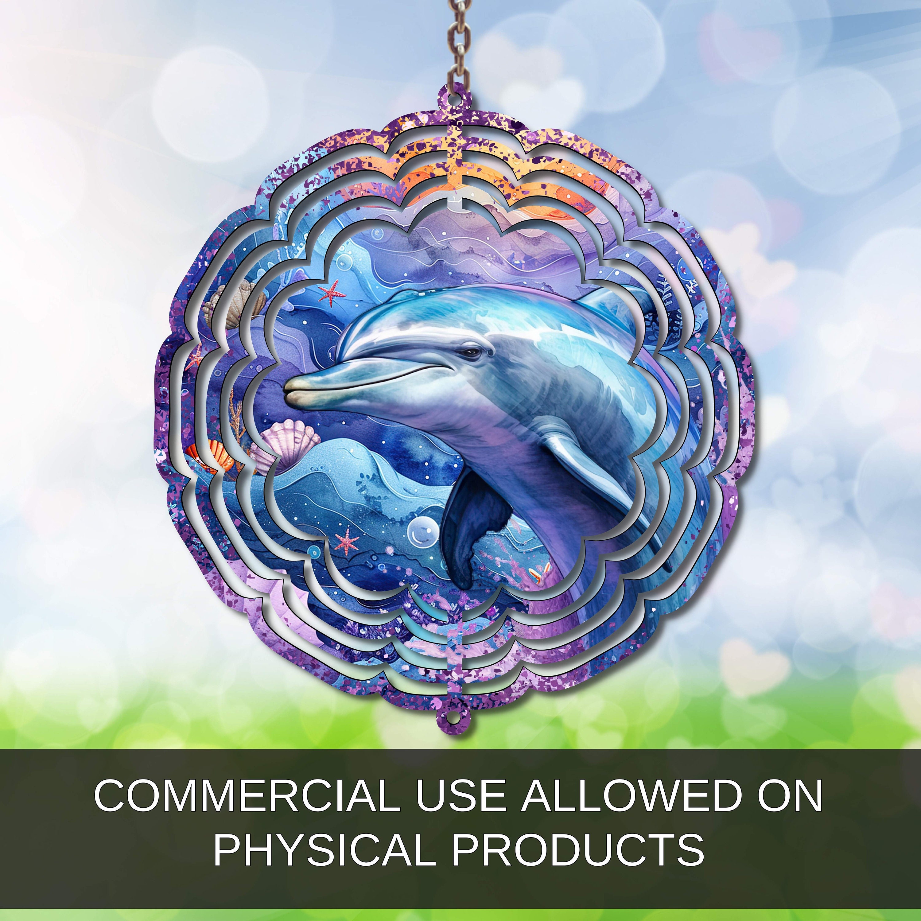 Dolphin Wind Spinner Sublimation Design Ocean PNG for Personal and ...