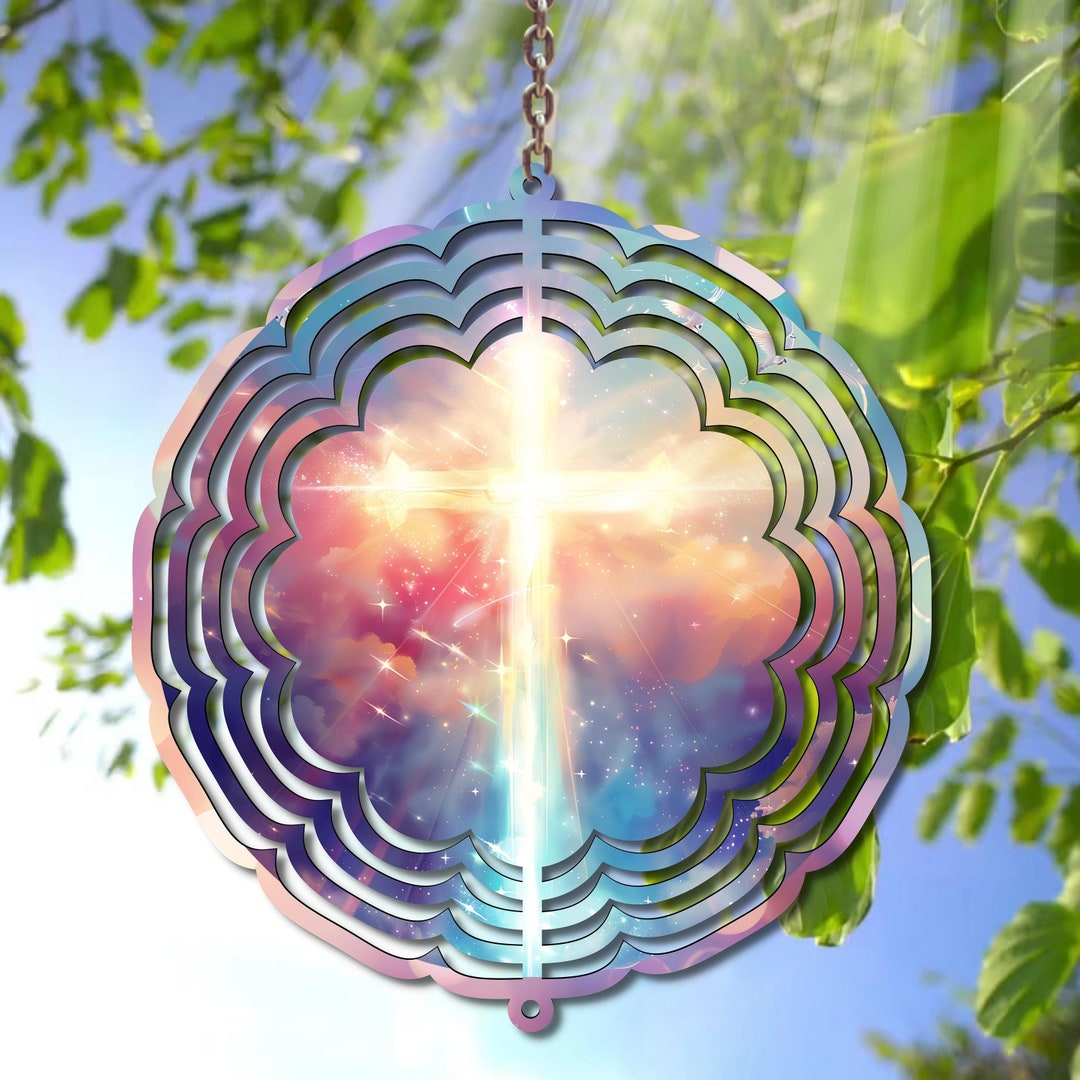 Christian Wind Spinner PNG Vibrant Colorful Cross Sublimation Designs ...