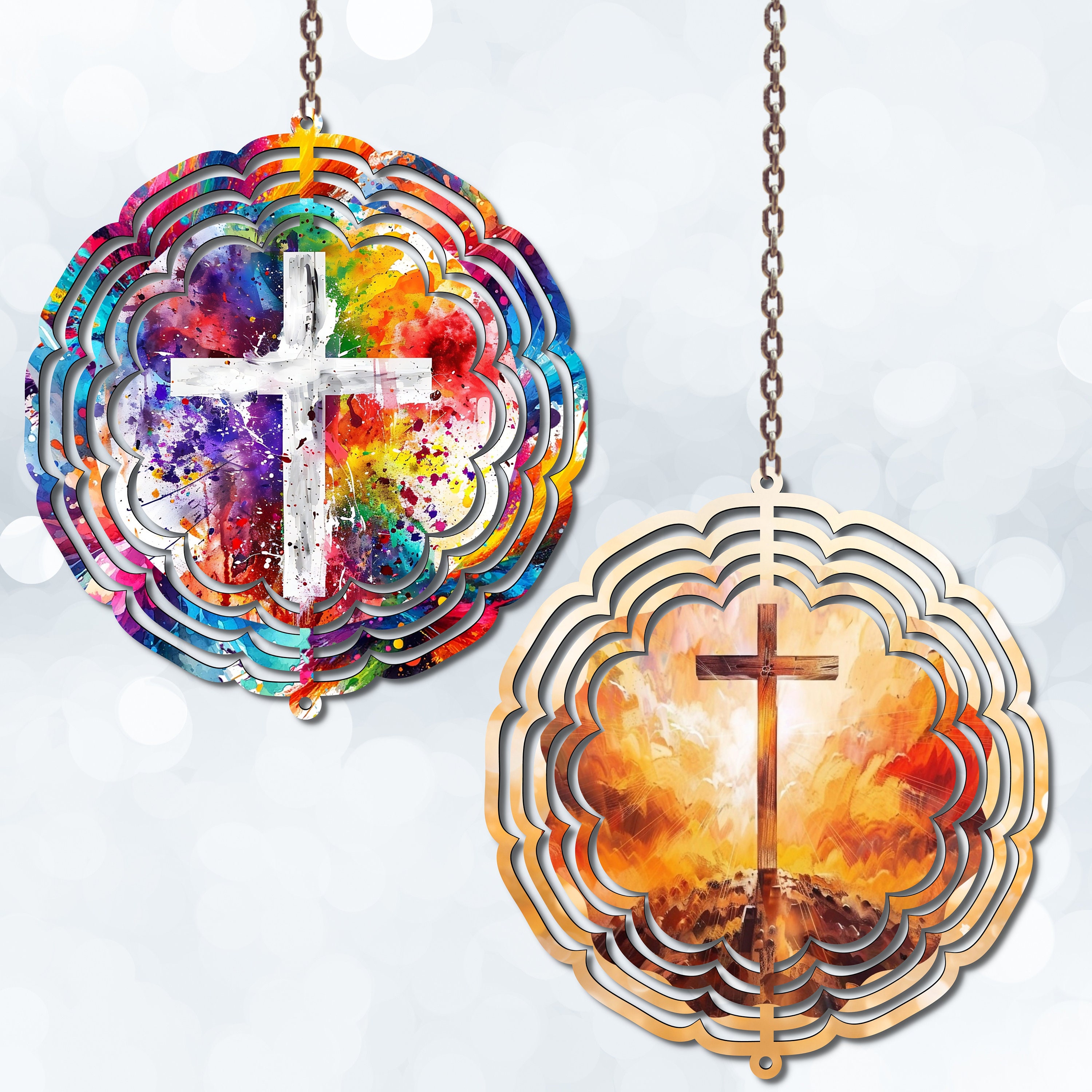 Christian Wind Spinner PNG - Bundle of 10 Cross Sublimation Designs ...