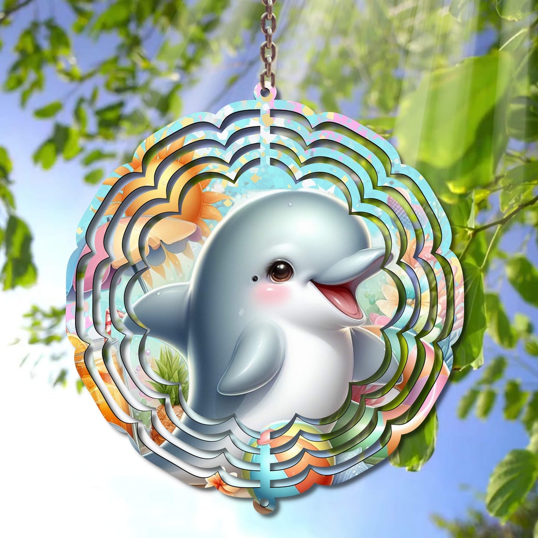 Summer Dolphin Wind Spinner Sublimation Design PNG for Personal and ...