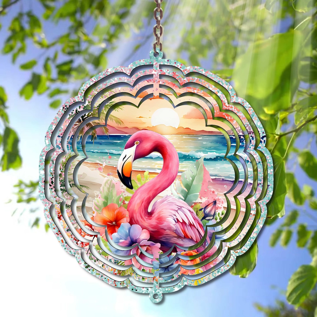 Flamingo Wind Spinner Sublimation Design - Summer Beach PNG for ...