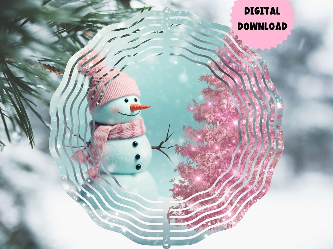 Snowman Wind Spinner PNG - Pink Winter Christmas Sublimation Design ...