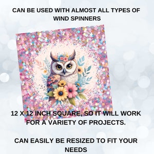 Boho Owl Wind Spinner PNG - Floral Bird Sublimation Design for Personal ...
