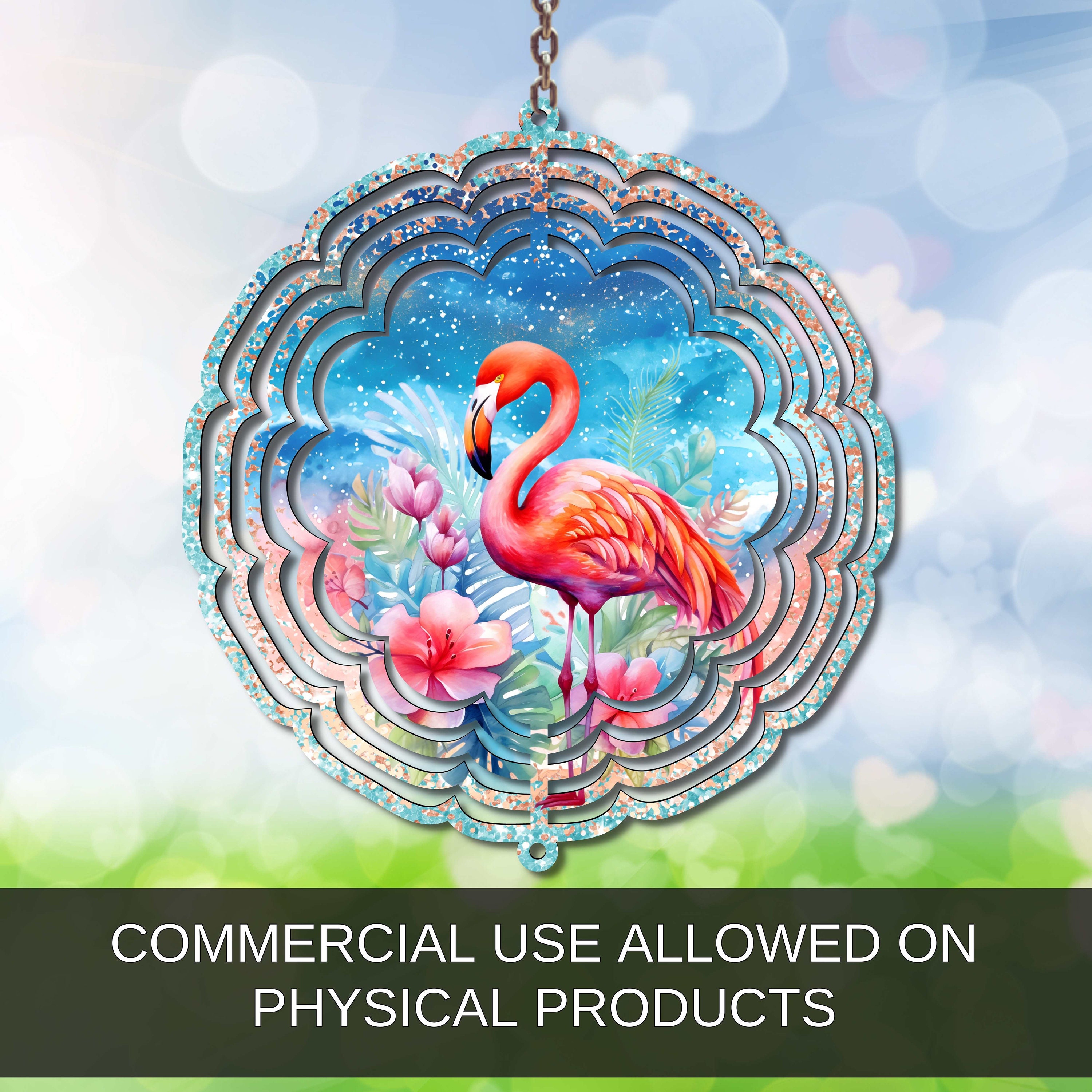 Flamingo Wind Spinner Sublimation Design - Summer Beach PNG for ...