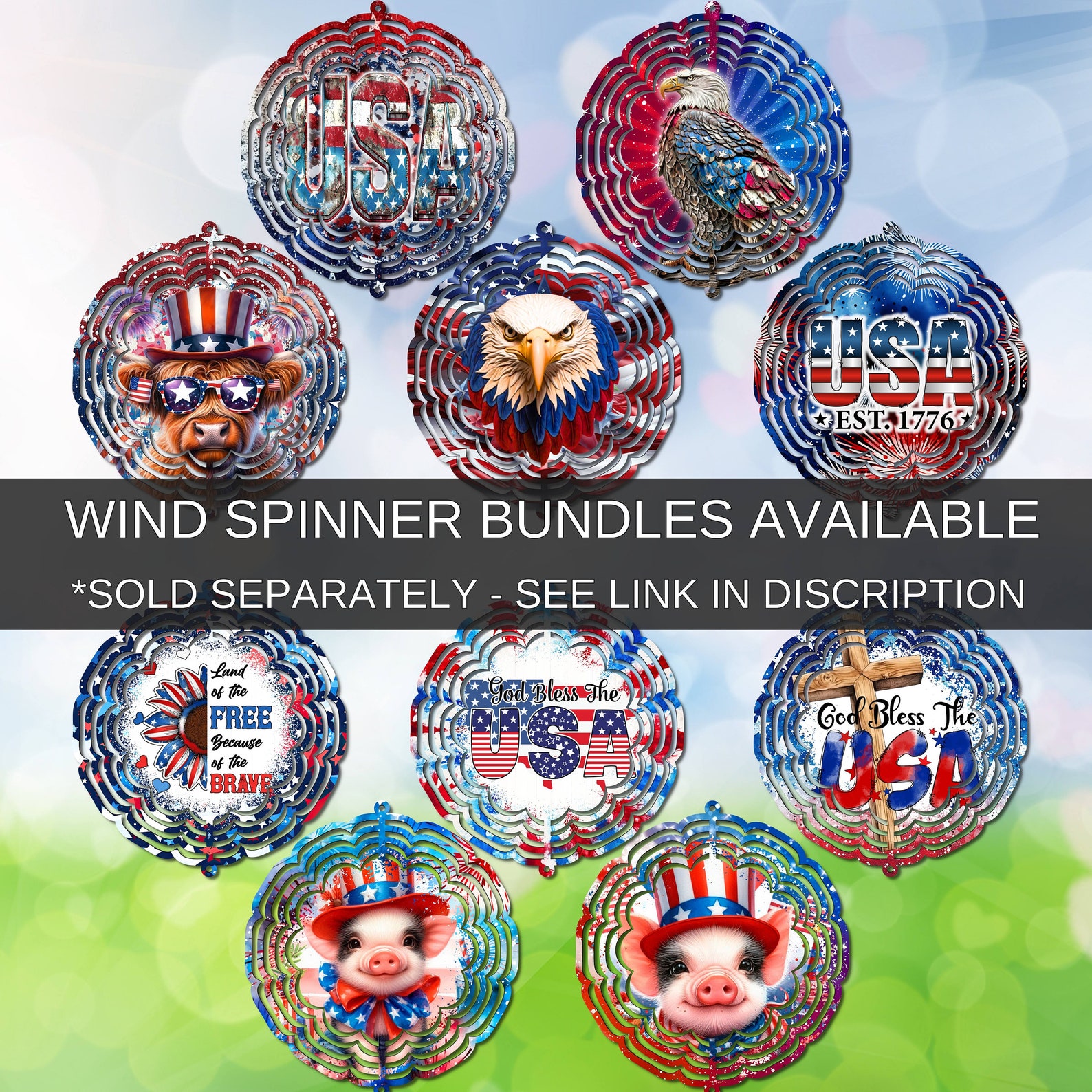 Patriotic Pig Wind Spinner PNG - Sublimation Design for Personal and ...