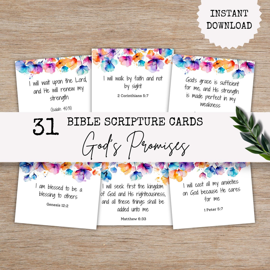 31 Mini Scripture Cards Printable Encouraging Bible Memory Verse Cards ...