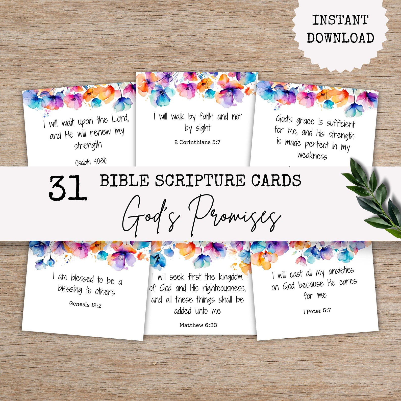 31 Mini Scripture Cards Printable Encouraging Bible Memory Verse Cards ...