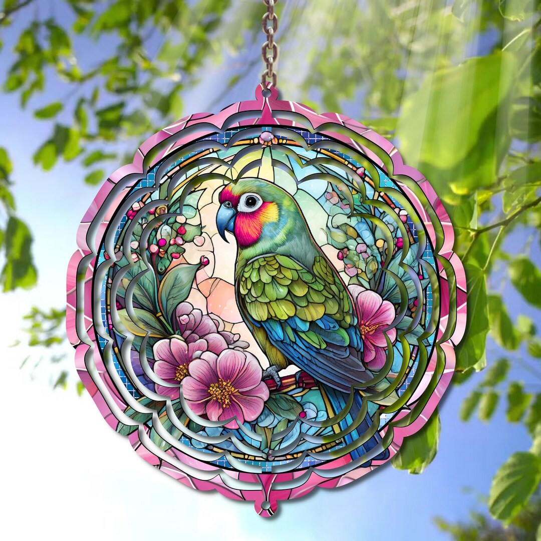 Parrot Wind Spinner Sublimation Design - Colorful Stained Glass PNG for ...