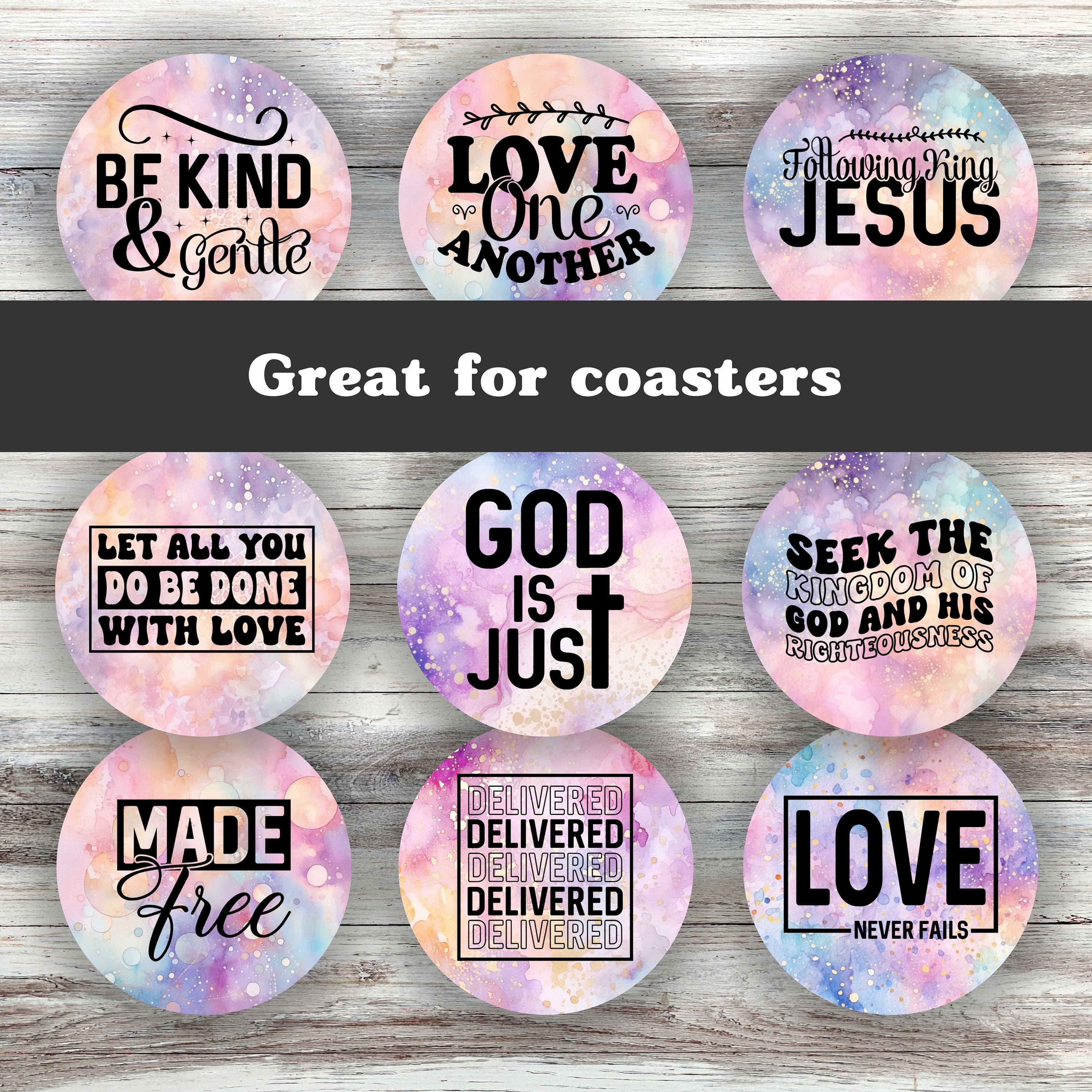 Faith Car Coaster PNG Bundle Set of 70 Pastel Christian Bible Verse ...