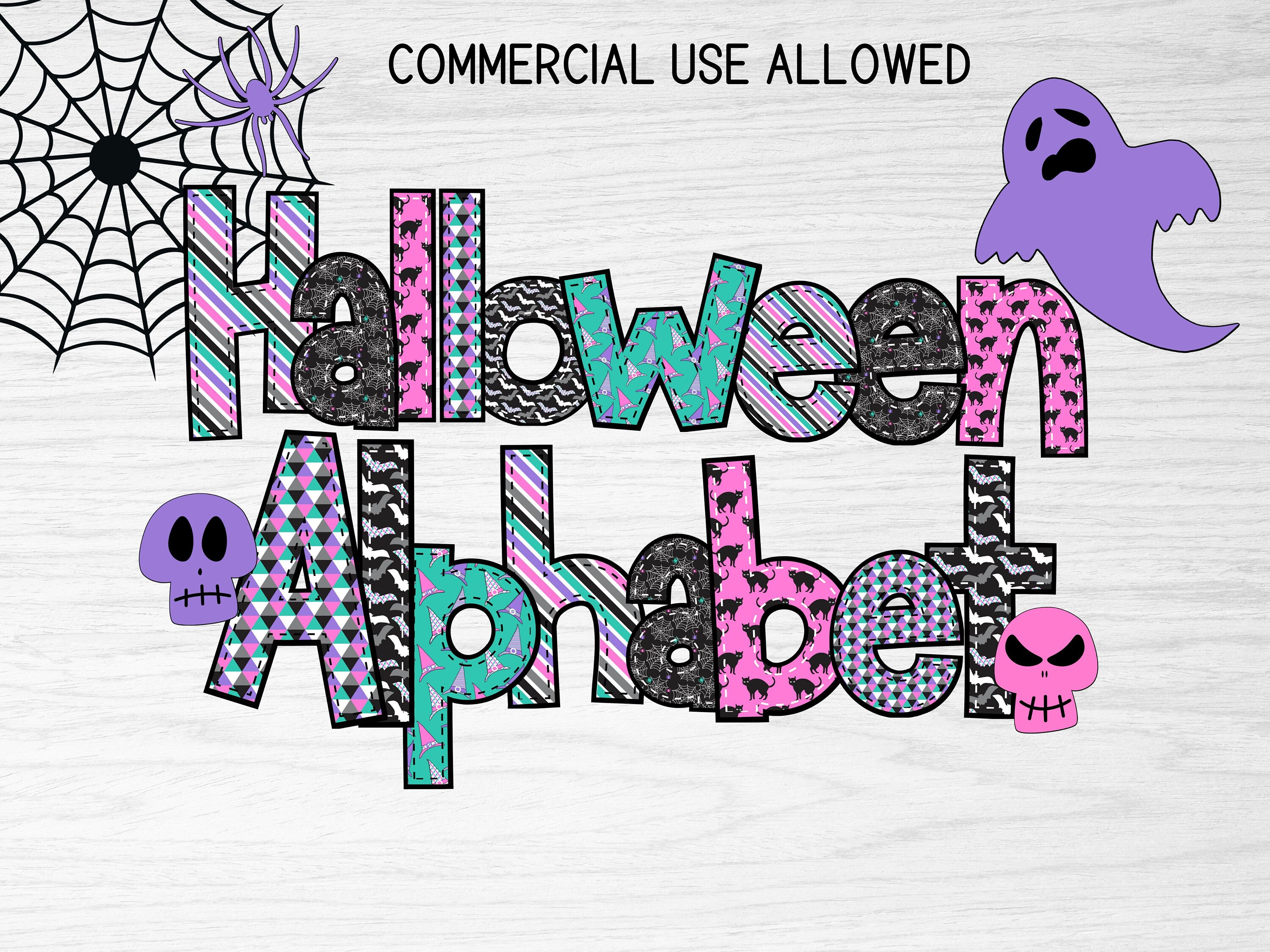 Halloween Letters Clipart Set - Doodle Alphabet PNG - Cute Pastel ...