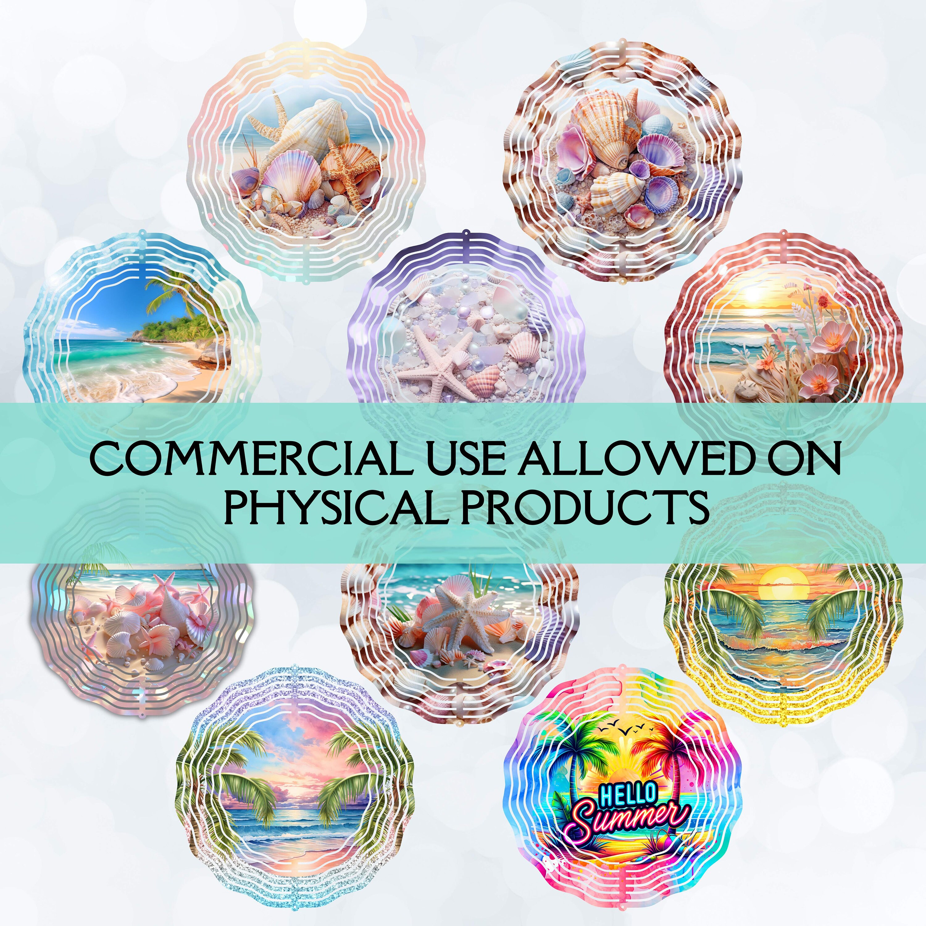 Beach Wind Spinner Sublimation Designs 10 PNG Bundle for Sublimating ...