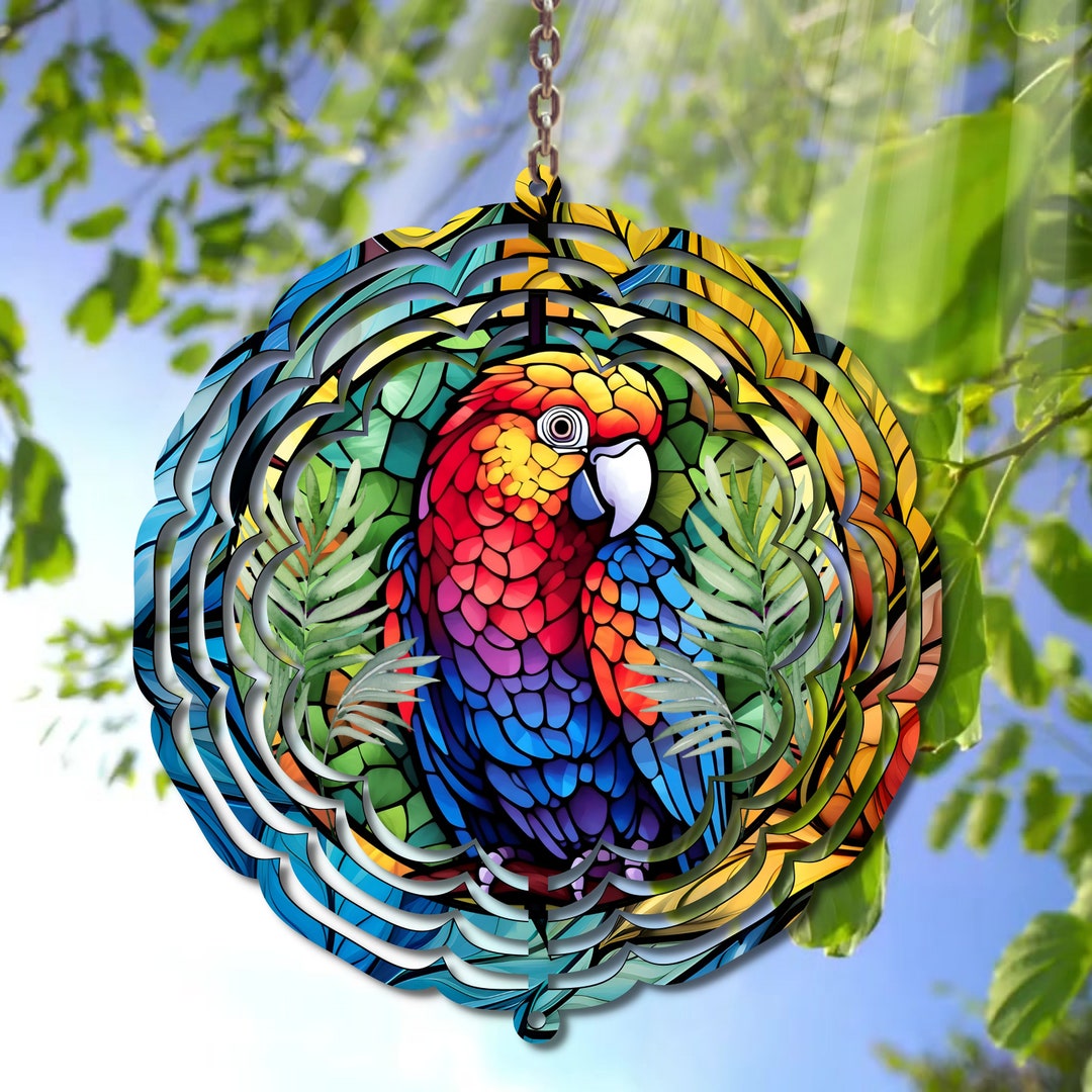 Parrot Wind Spinner Sublimation Design - Colorful Stained Glass PNG for ...