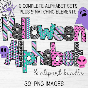 Halloween Letters Clipart Set - Doodle Alphabet PNG - Cute Pastel ...