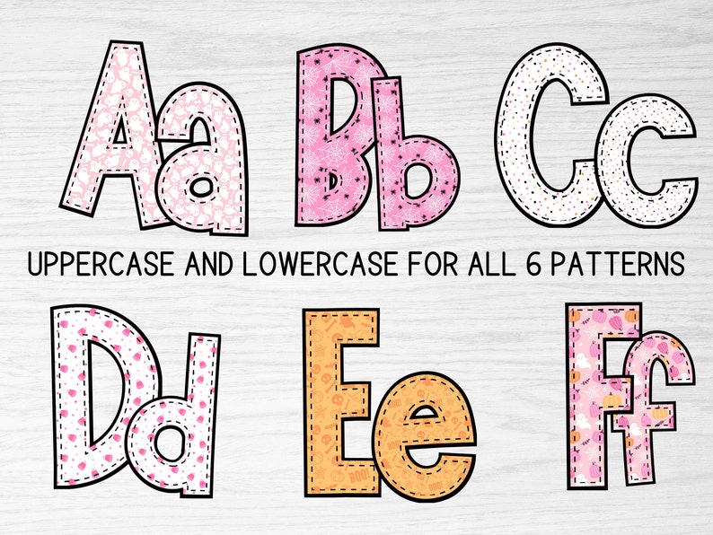 Halloween Letters Clipart Set Doodle Alphabet PNG Cute Pink Pastel ...