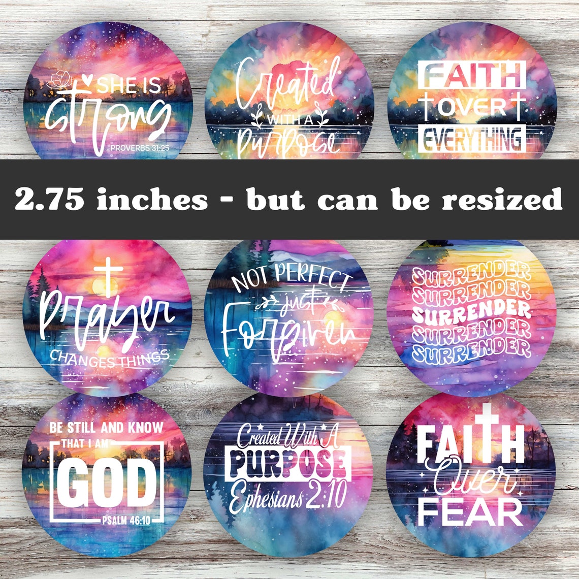 Christian Car Coaster PNG Bundle - 82 Sunset Faith Bible Verse Round ...
