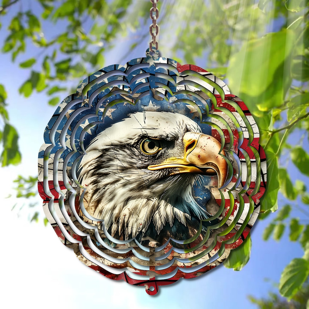 Patriotic Bald Eagle Wind Spinner PNG - Red White and Blue Sublimation ...