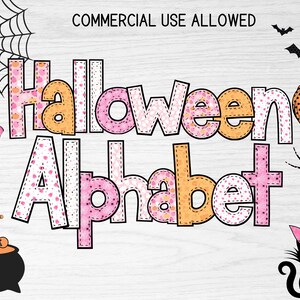 Halloween Letters Clipart Set - Doodle Alphabet PNG - Cute Pink Pastel ...