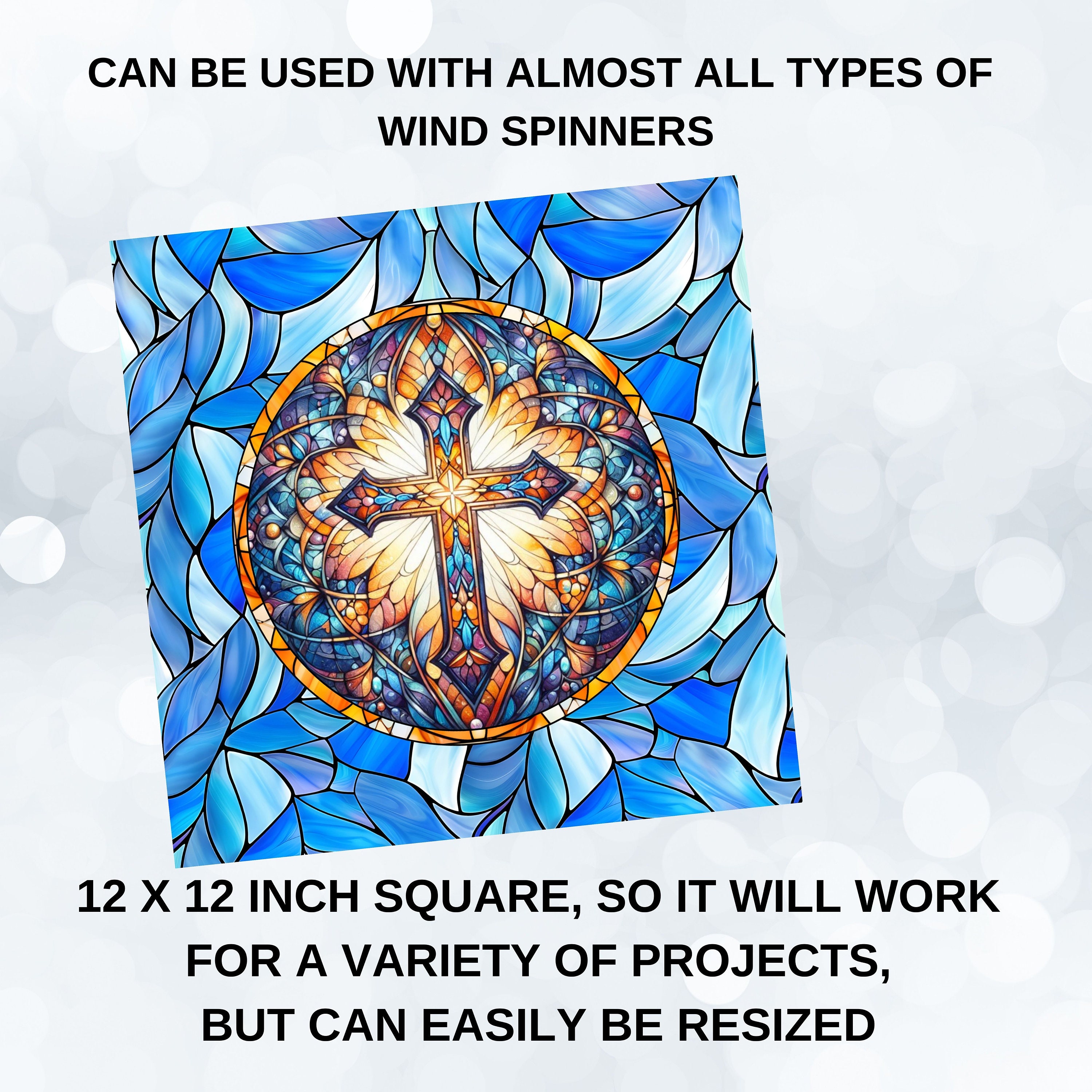 Christian Wind Spinner PNG - Colorful Stained Glass Cross Sublimation ...