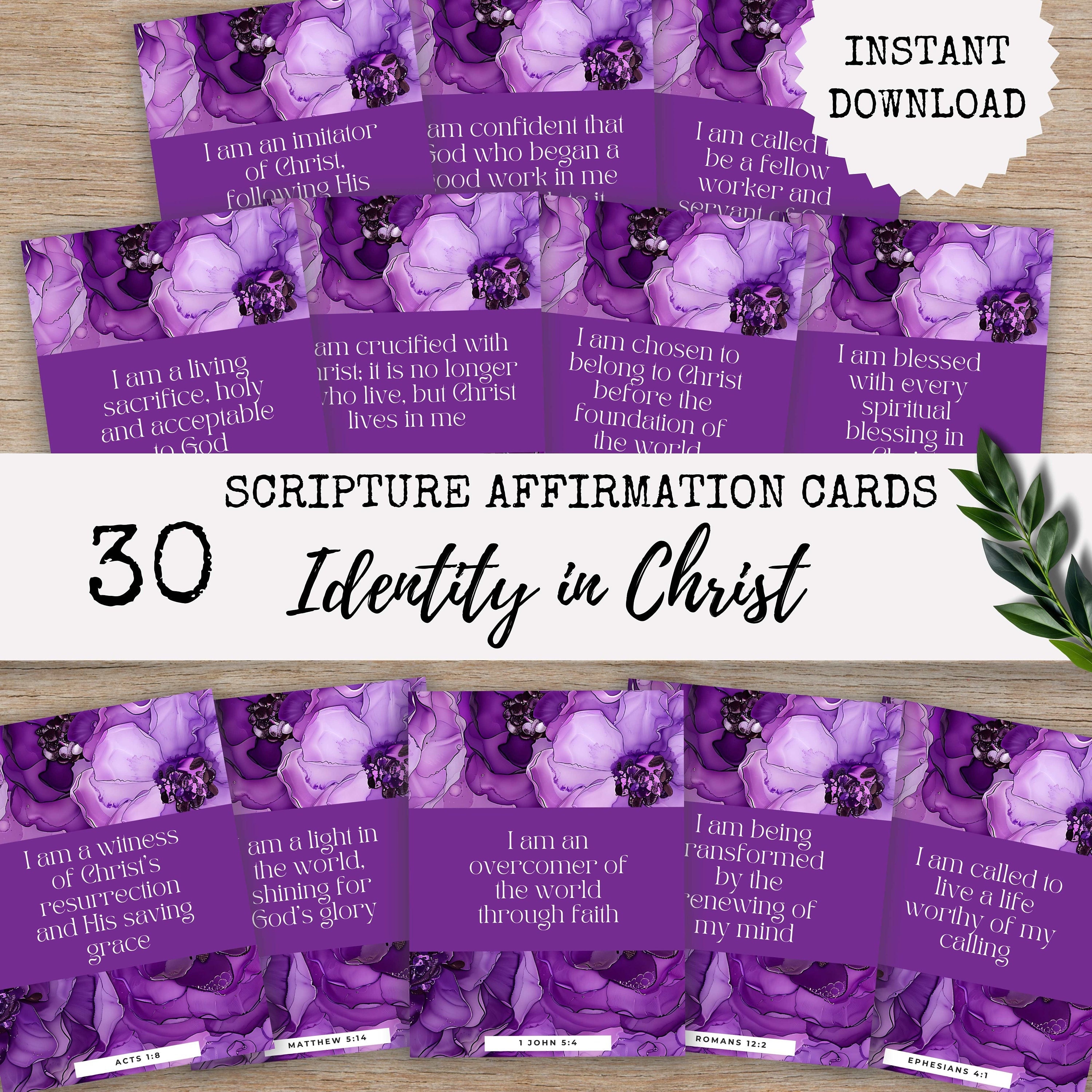 30 Mini Scripture Cards - Printable Affirmation Bible Memory Verse ...