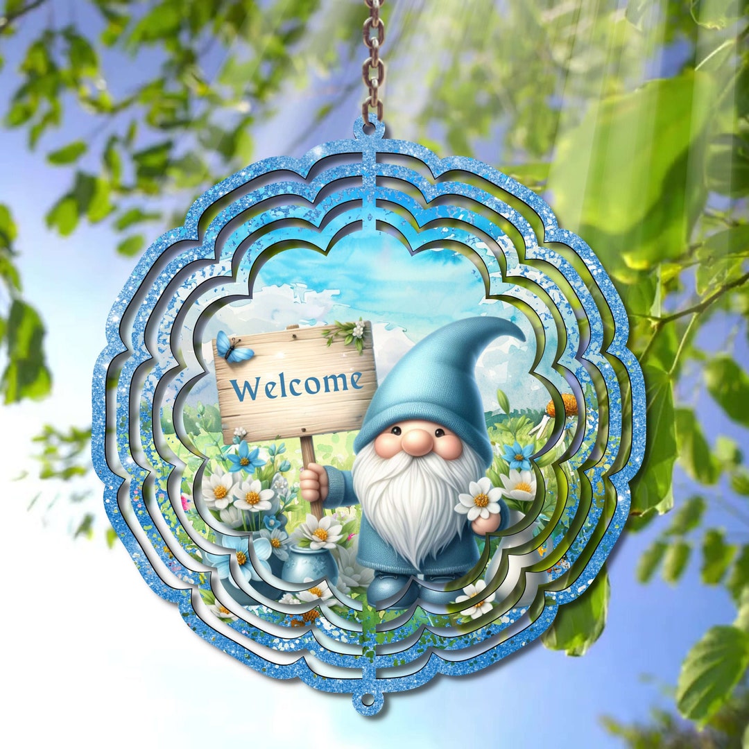 Gnome Wind Spinner PNG - Welcome Sublimation Design for Windspinner ...