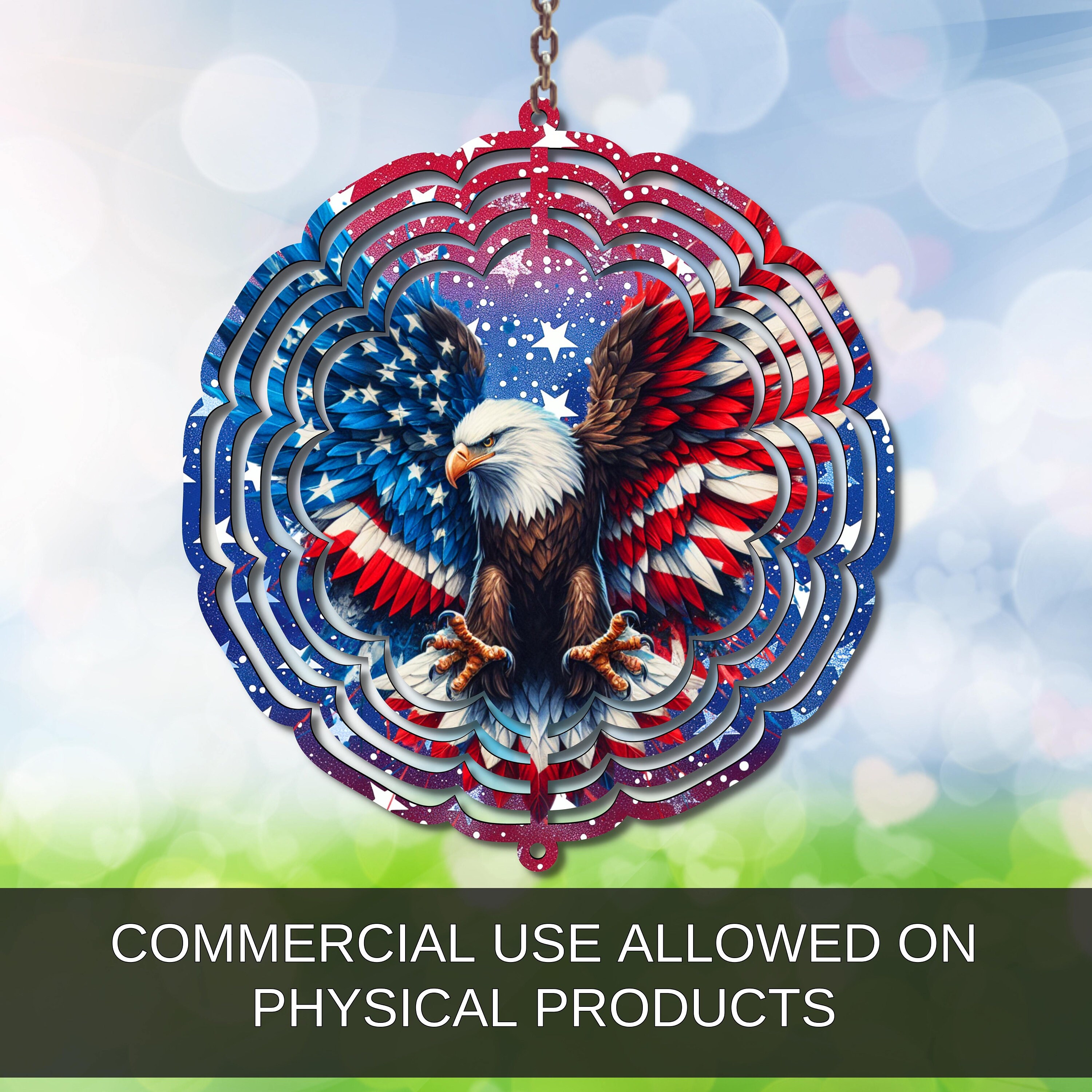 Bald Eagle Wind Spinner Sublimation Design Patriotic PNG - for Personal ...