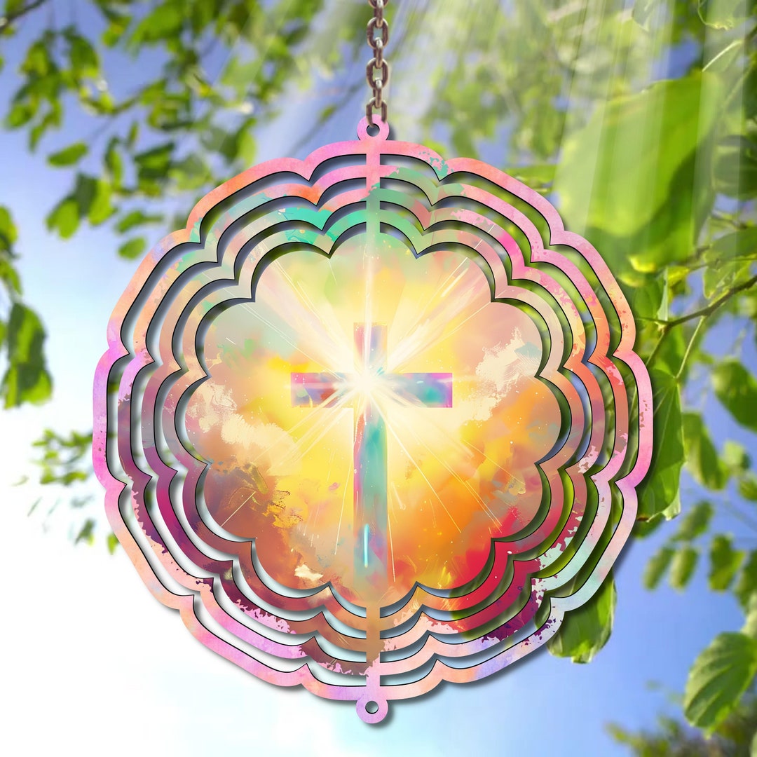 Christian Wind Spinner PNG - Colorful Vibrant Cross Sublimation Designs ...
