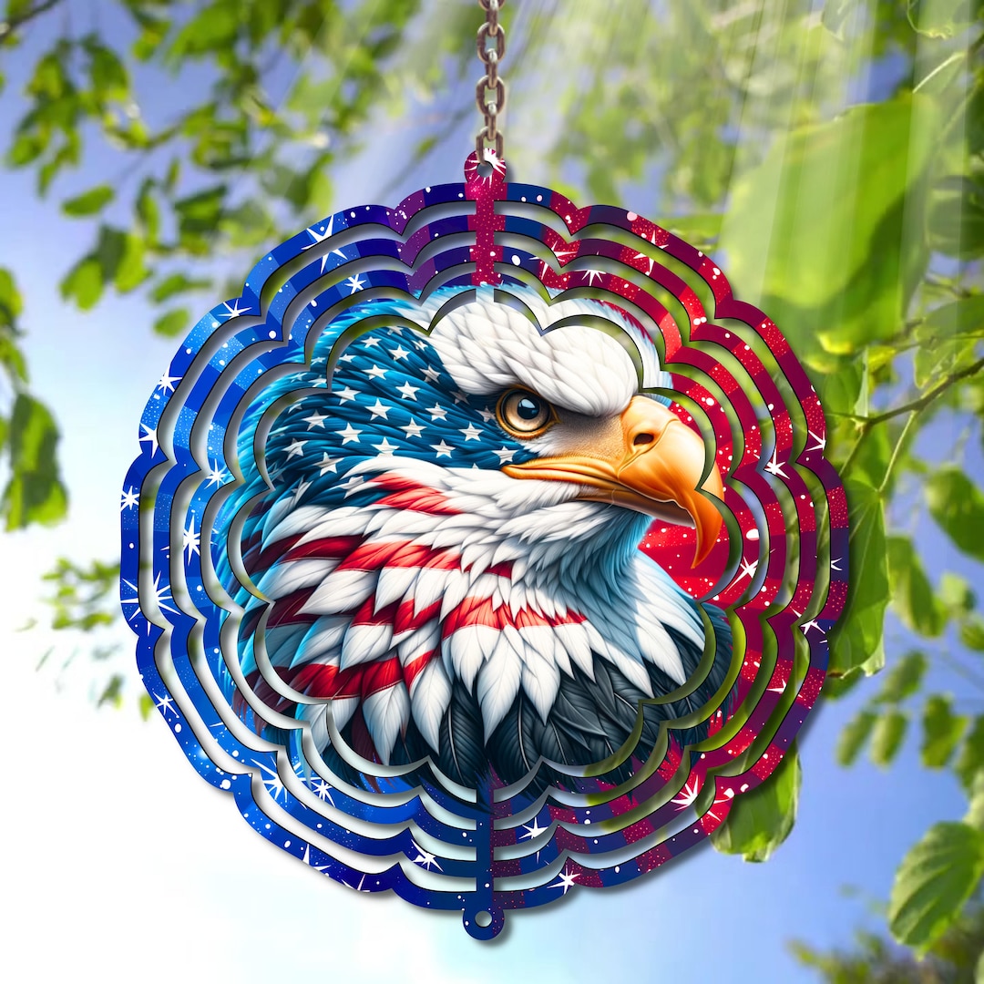 Patriotic Bald Eagle Wind Spinner PNG - Red White and Blue Sublimation ...