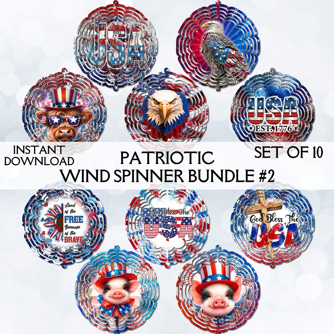Patriotic Wind Spinner Sublimation Designs - 10 PNG Bundle for ...