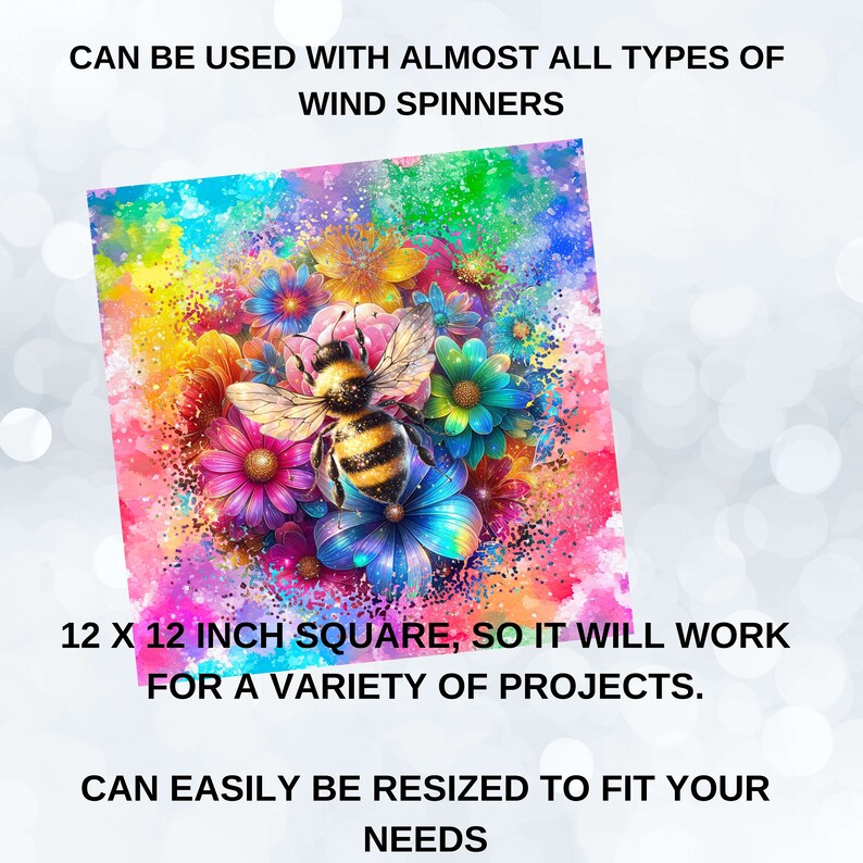 Colorful Floral Bee Wind Spinner PNG Sublimation Design for Personal ...