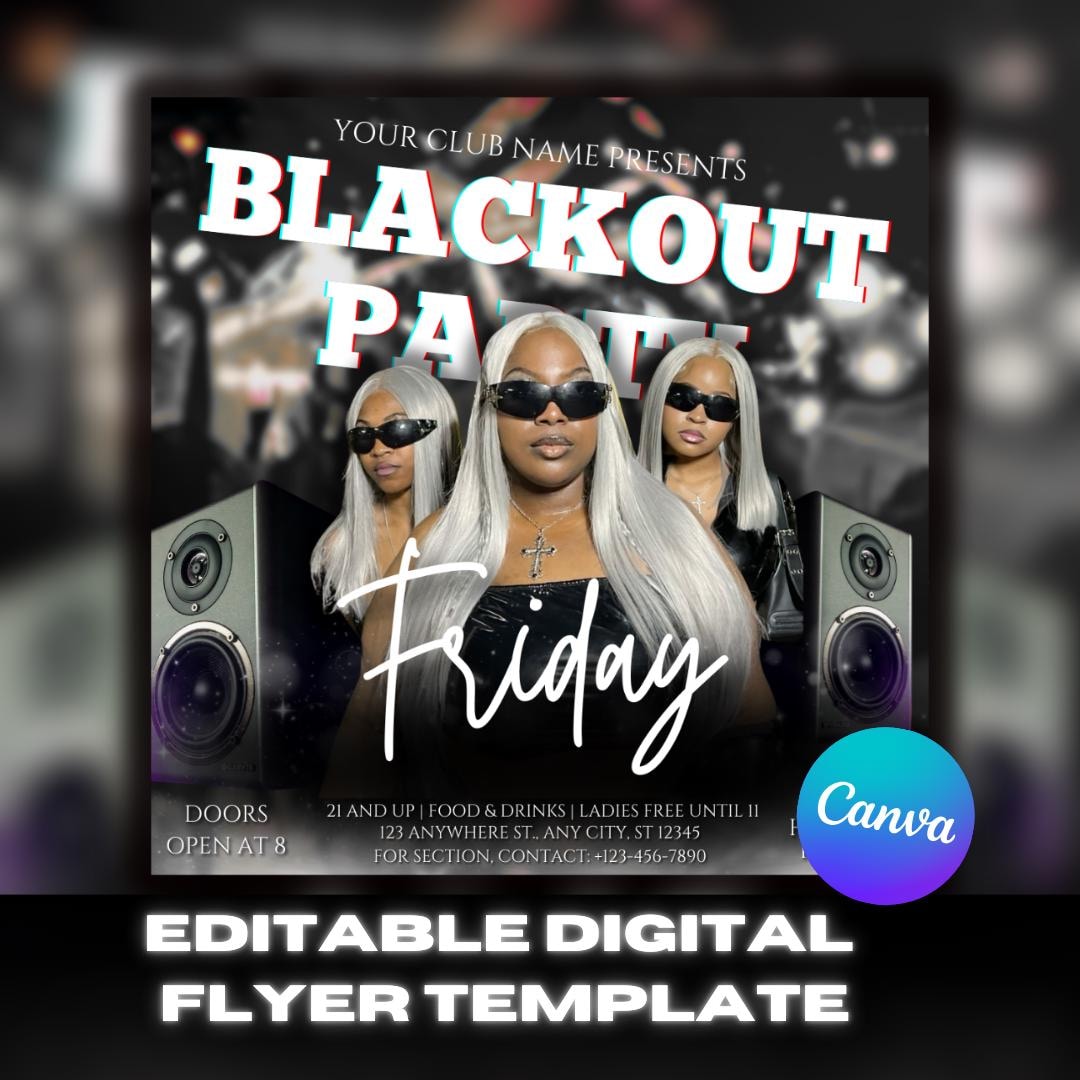 Editable Digital Club Party Flyer Blackout Party for Djs Promoters ...