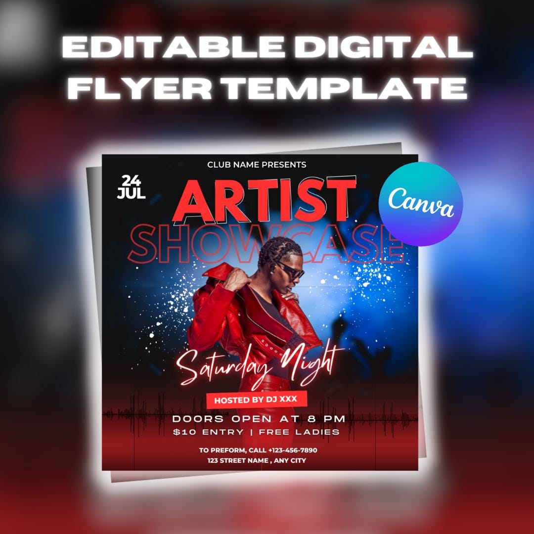 Editable Party Flyer Artist Showcase Lil Baby Canva Template for ...