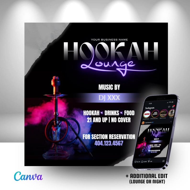 Editable Party Flyer Template: Hookah Lounge, Nightclub Event (canva ...