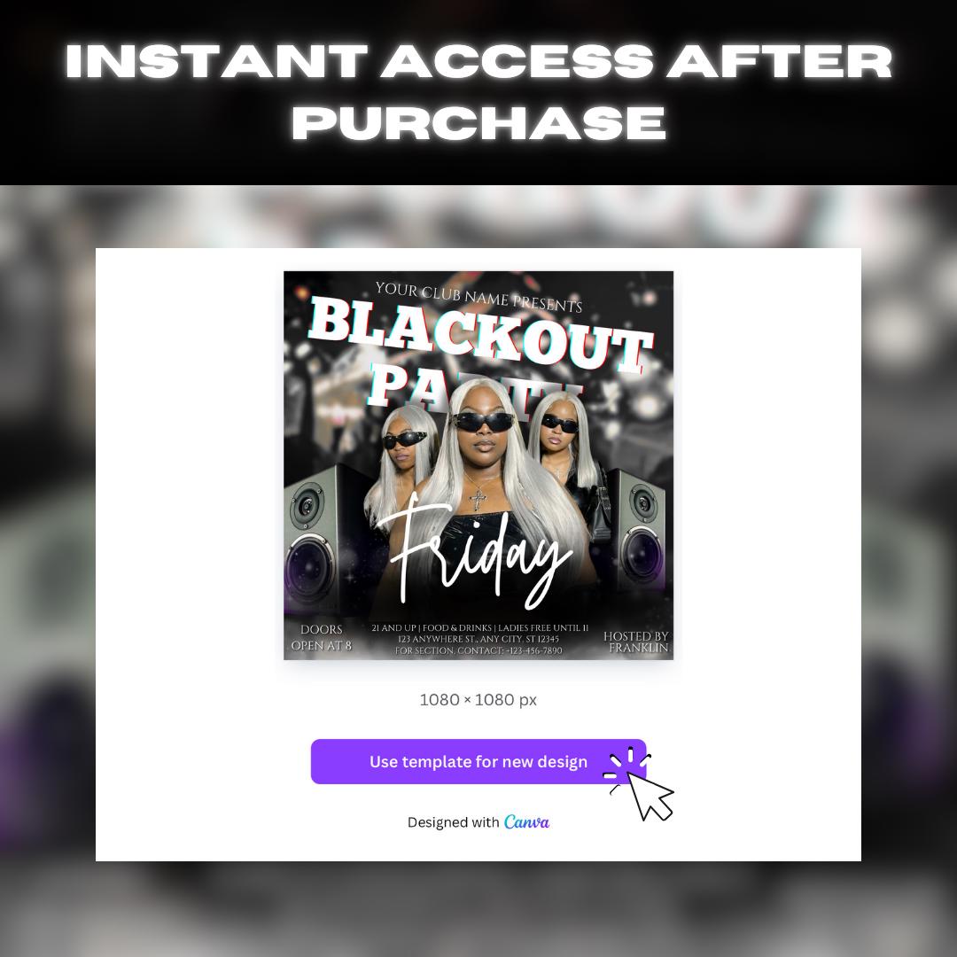 Editable Digital Club Party Flyer Blackout Party for Djs Promoters ...