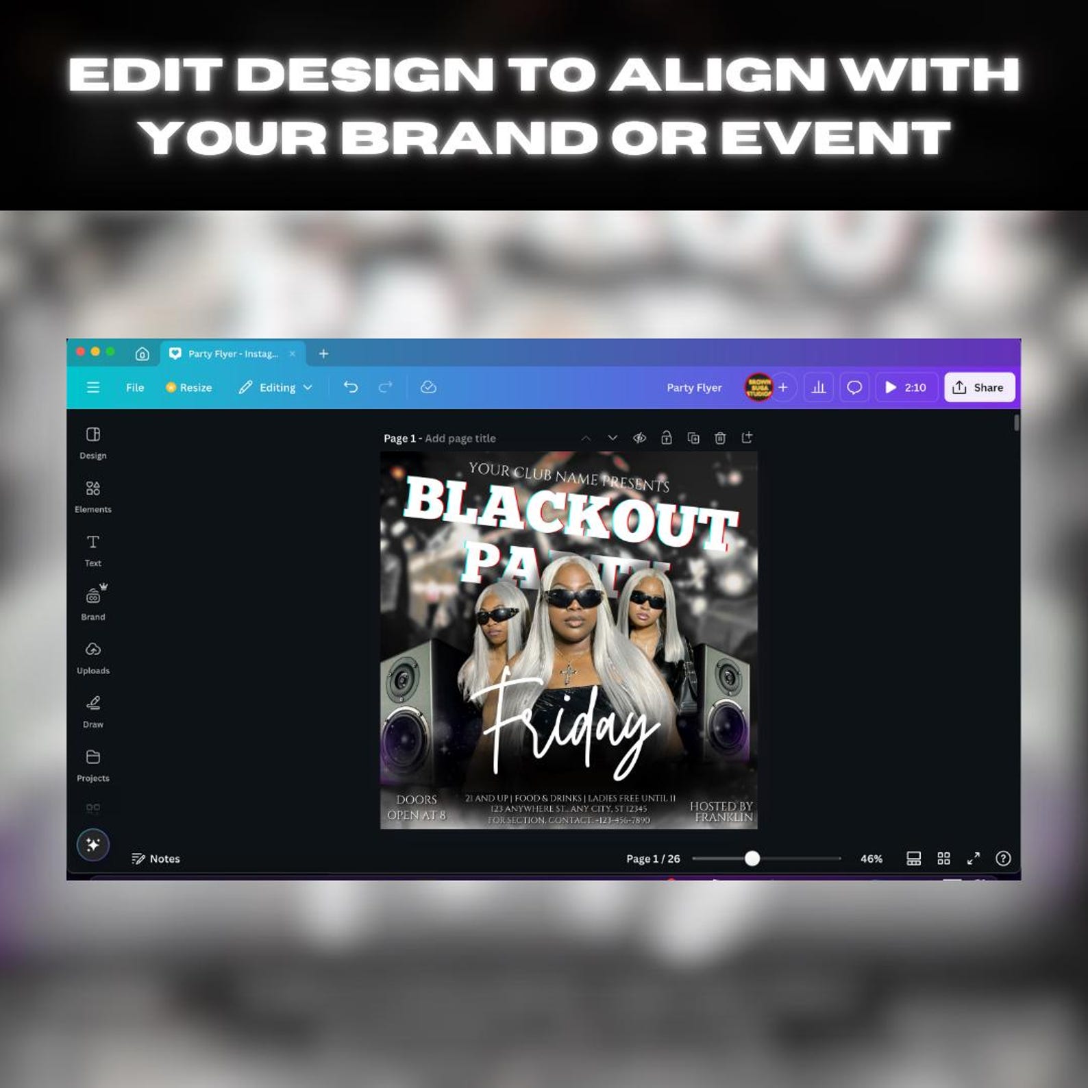 Editable Digital Club Party Flyer Blackout Party for Djs Promoters ...