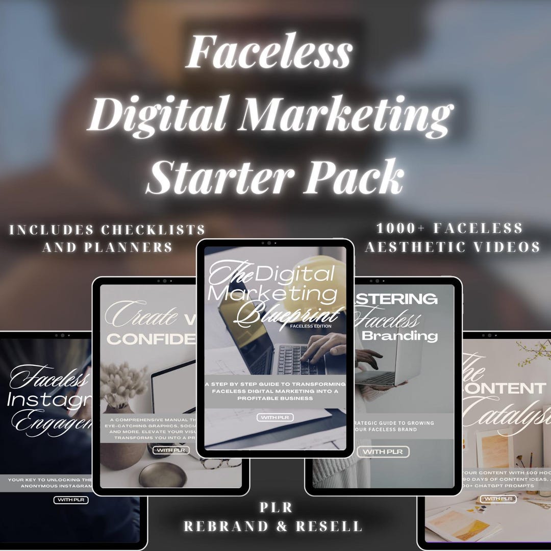 Faceless Digital Marketing Starter Pack- PLR MRR DFY Ebooks Planners Reels Checklists - Etsy