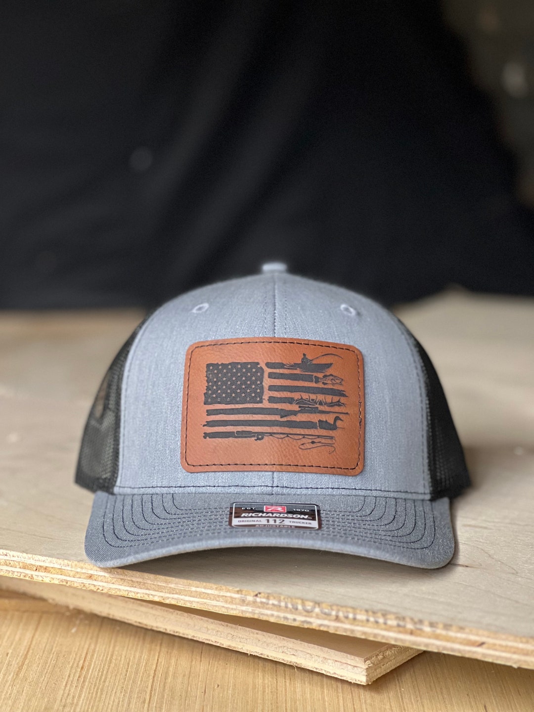 Hunting Duck Hunting Fishing American Flag Leather Patch Hat - Etsy