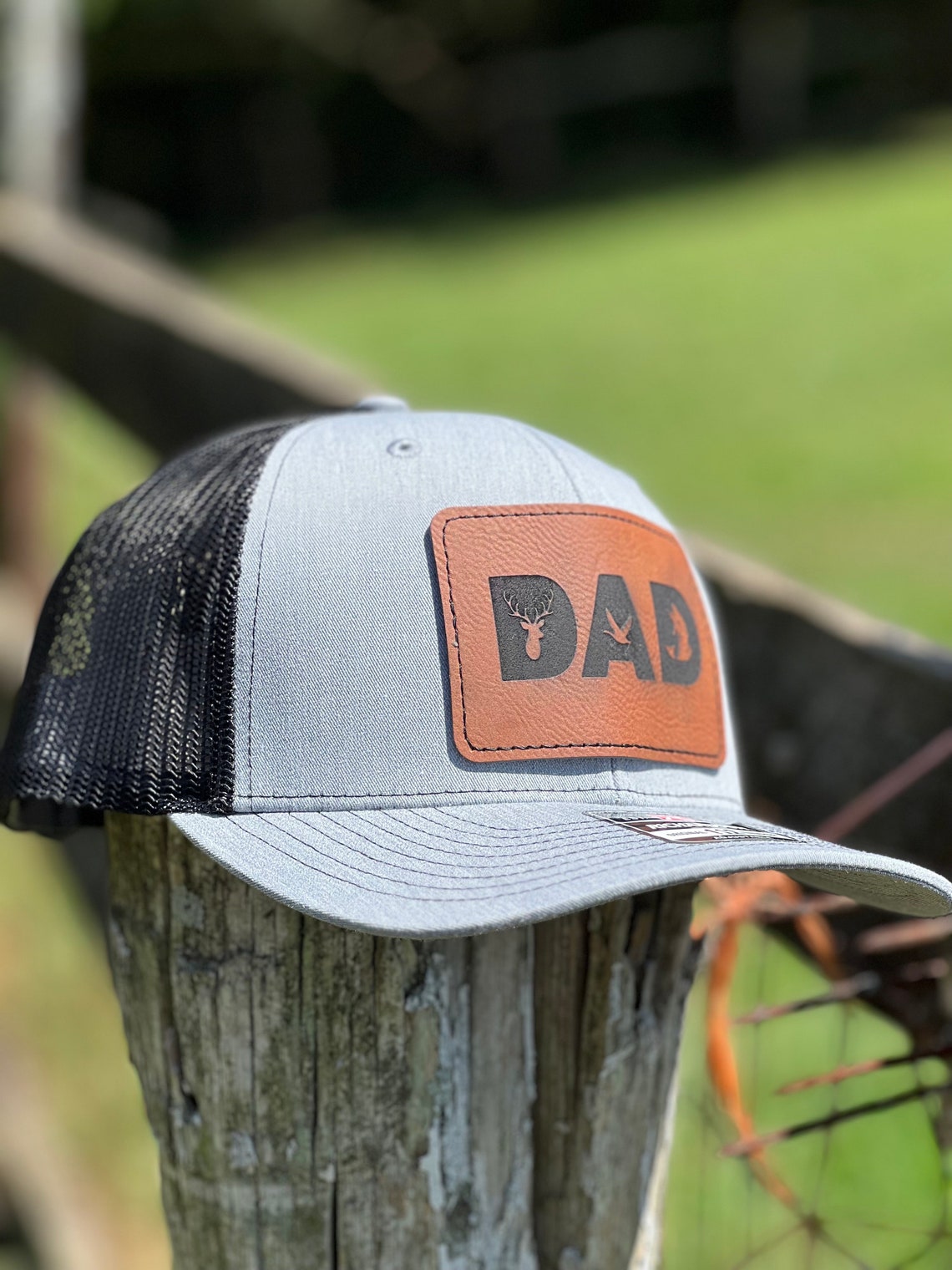 Hunting Fishing Dad Leather Patch Hat - Etsy