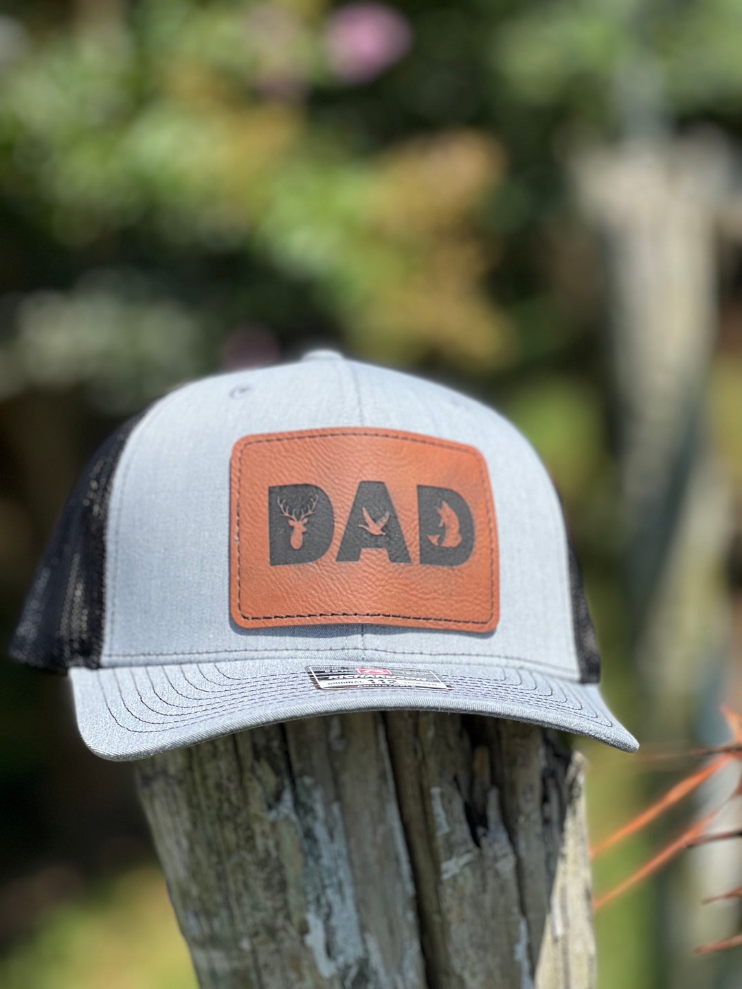 Hunting Fishing Dad Leather Patch Hat - Etsy