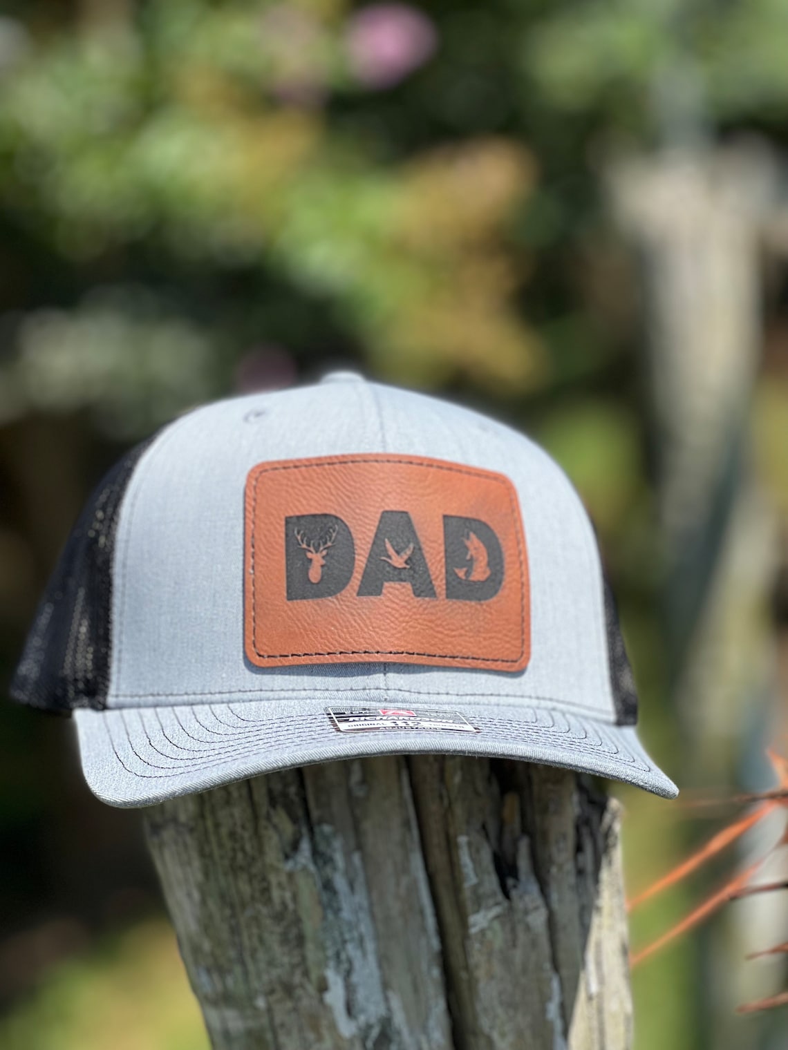 Hunting Fishing Dad Leather Patch Hat - Etsy