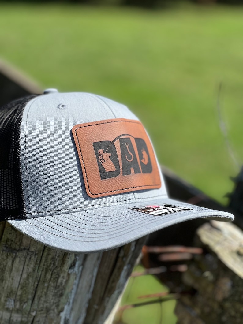 Fishing Dad Leather Patch Hat - Etsy
