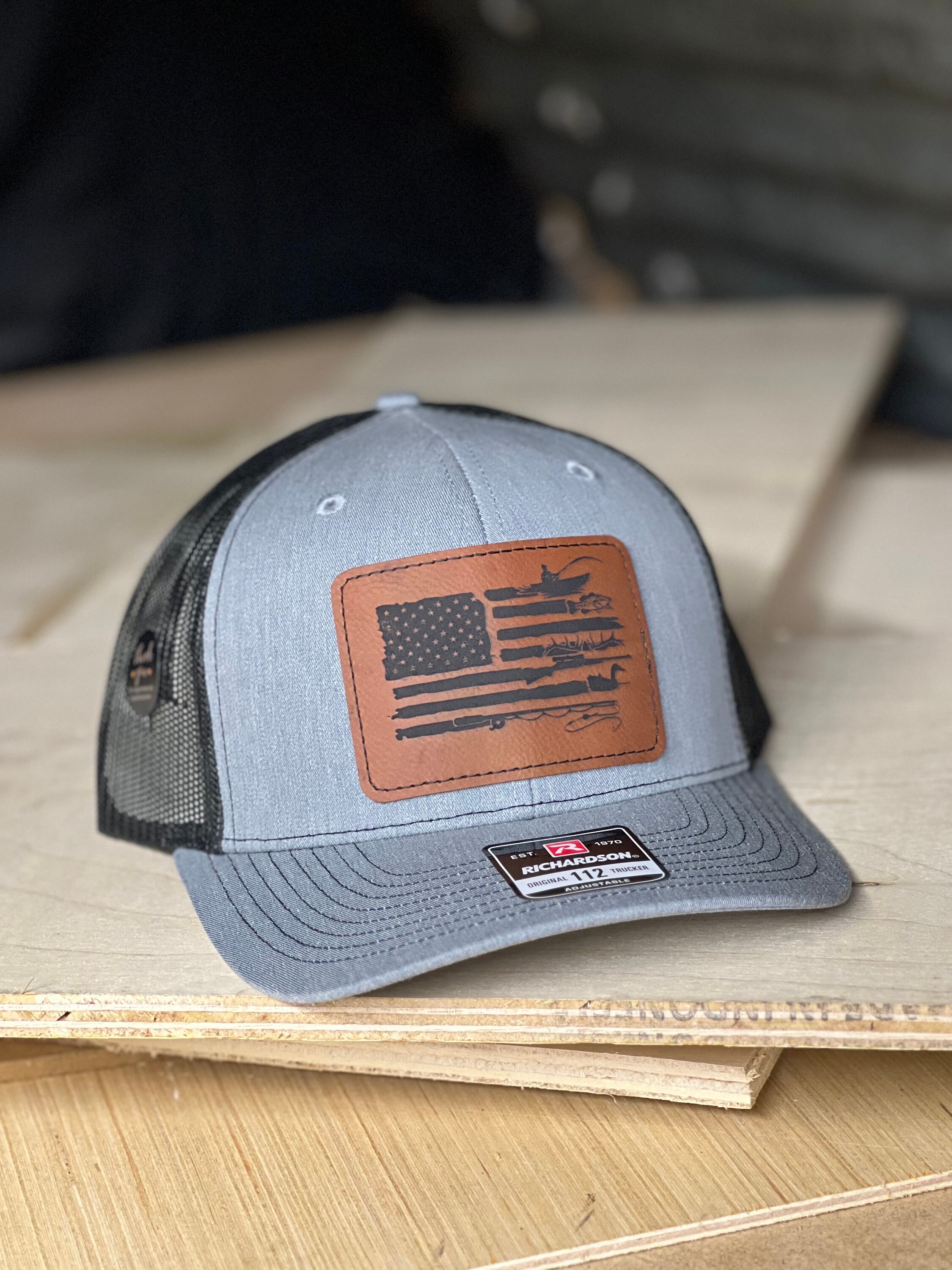 Hunting Duck Hunting Fishing American Flag Leather Patch Hat - Etsy