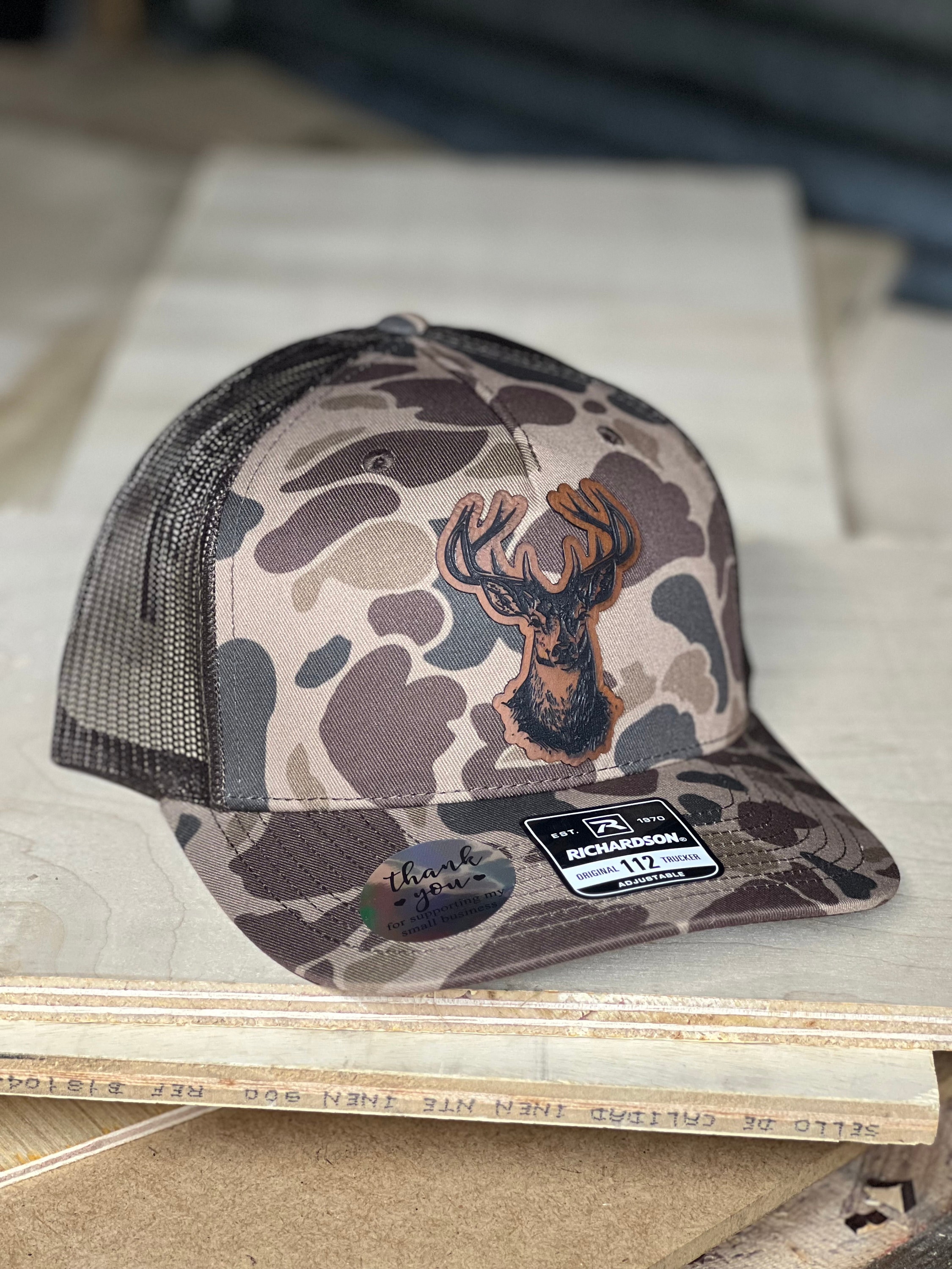 Deer Hat Richardson Leather Patch Deer Hunter Hat White Tail Buck Patch - Etsy