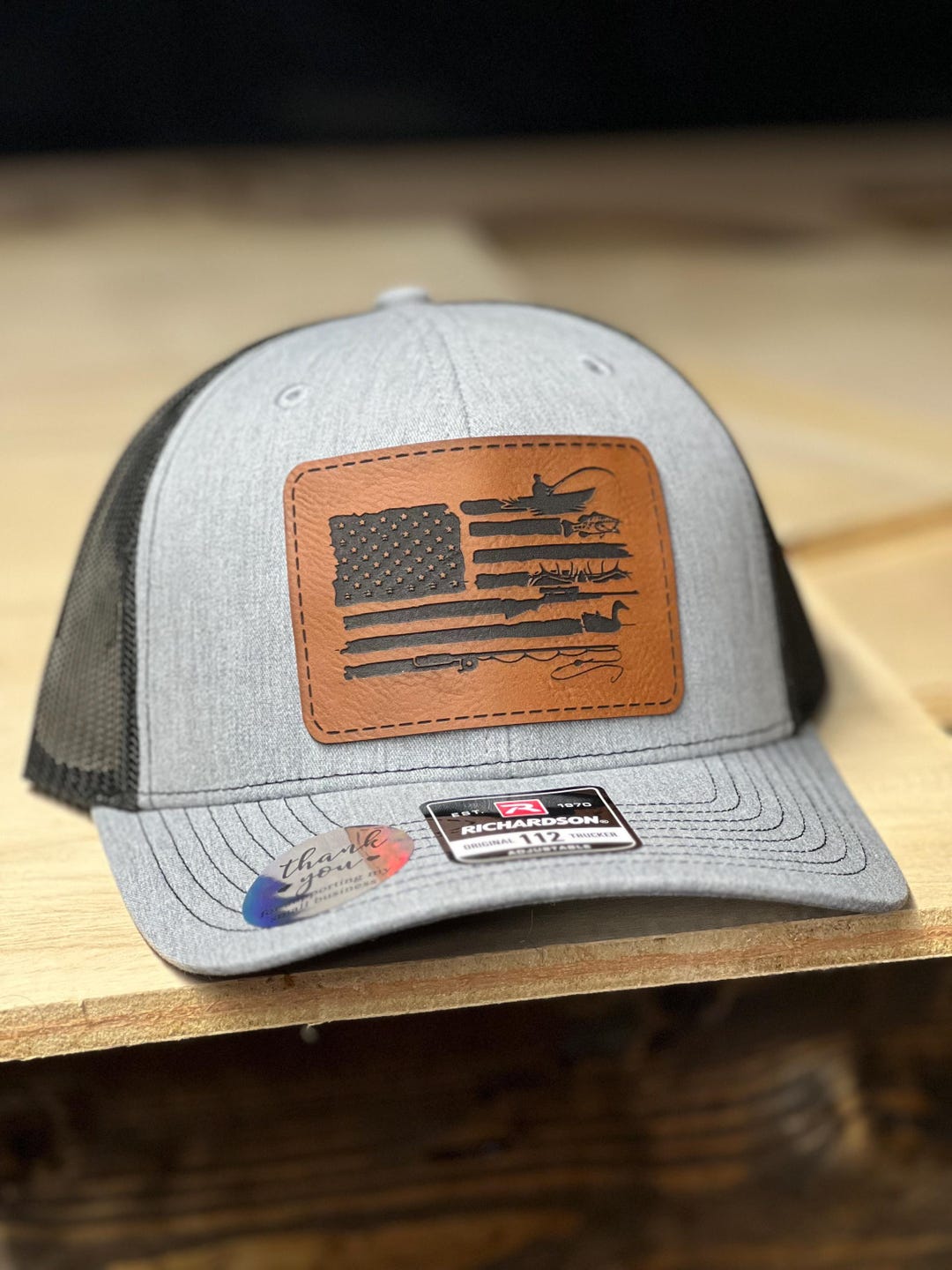 Hunting, Duck Hunting, Fishing, American Flag Leather Patch Hat ...