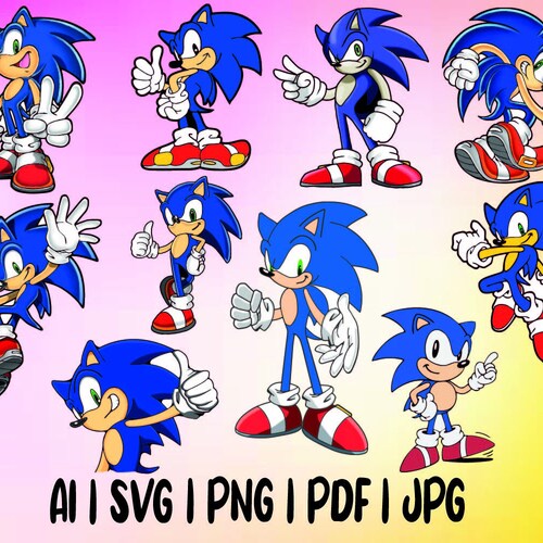 Sonic the Hedgehog Colored Silhouette Bundle Svg Png - Etsy