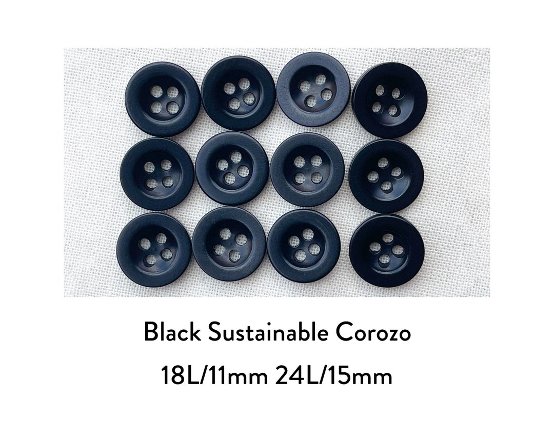 11mm/18l, 15mm/24l Vegetal Ivory Black Vegan Corozo tagua Nut Buttons ...